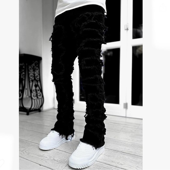Unleashed Streetwear | Jeans | Black Jean Stacked Jeans Men Skinny ...